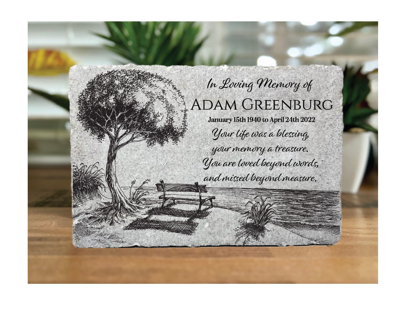 Personalized Memorial Stone: Beach Bench Concrete Paver, Sympathy Gift ...