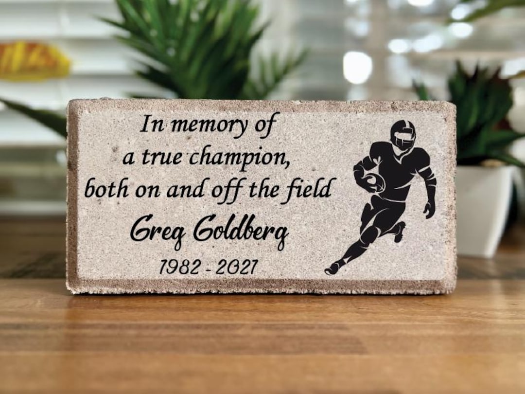 Personalized Football Memorial Stone – 8x4 Engraved Paver Brick, Custom ...