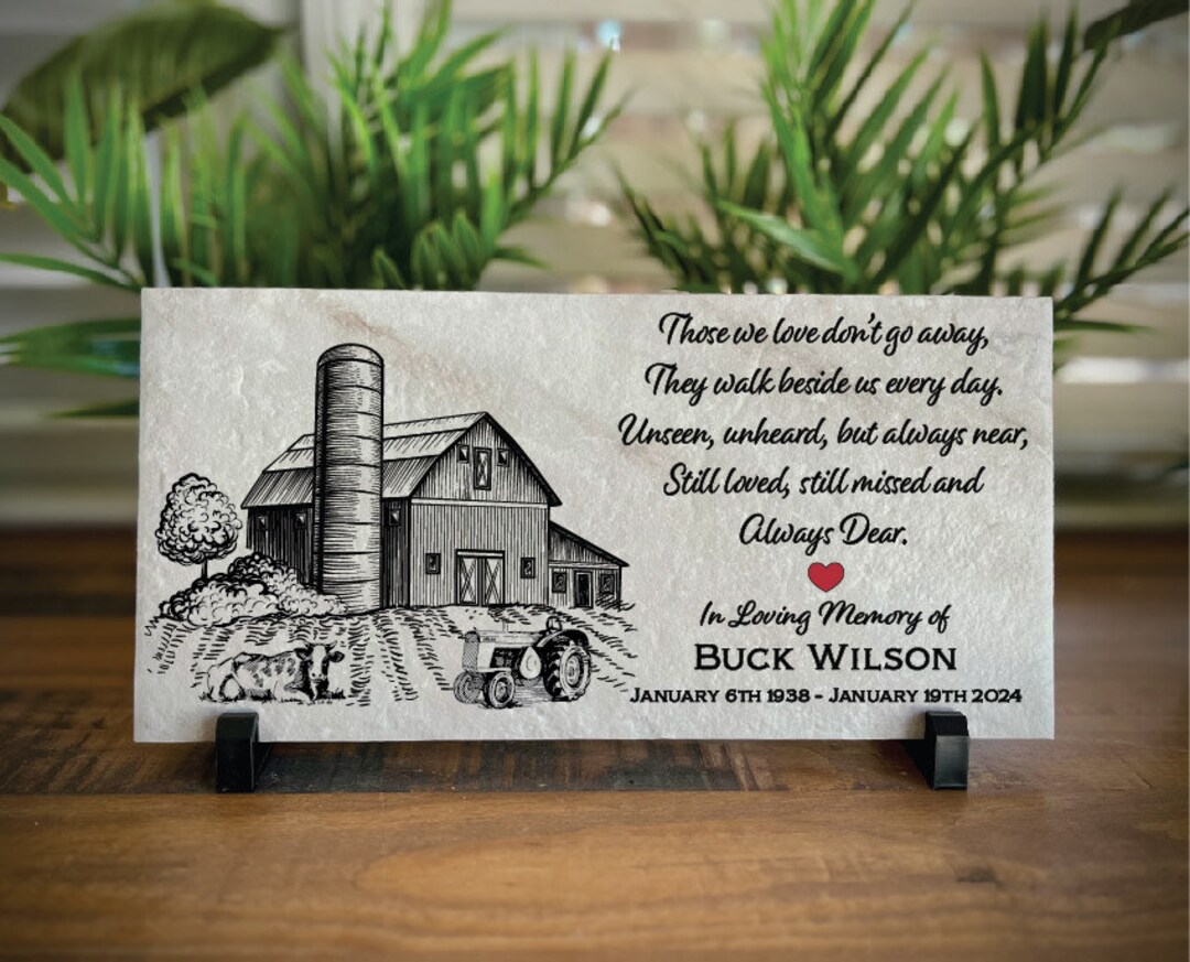 Memorial Gift Stone. Family Loss. Farm. Tractor. Barn. Farmer. Family ...