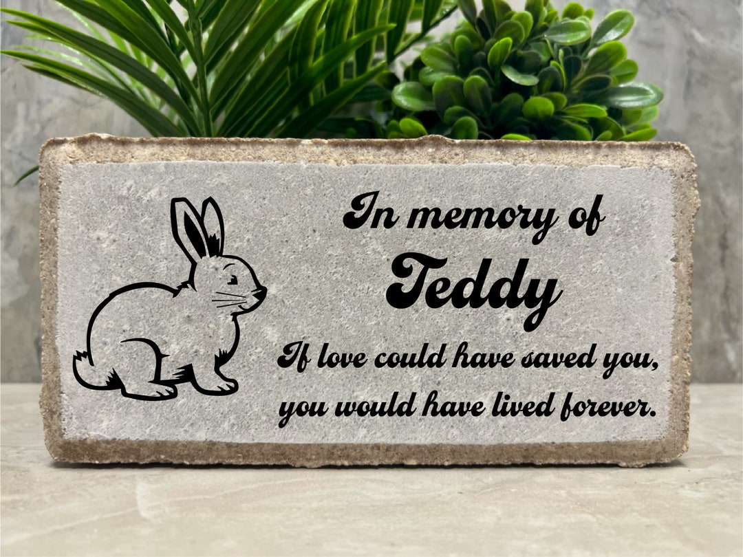 Rabbit Memorial Stone. Personalized 8x4 Stone Brick. Burial Marker ...