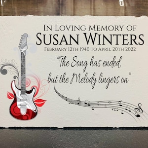 Family Loss Memorial. Guitar and Music Notes Custom 9x6 PERSONALIZED ...