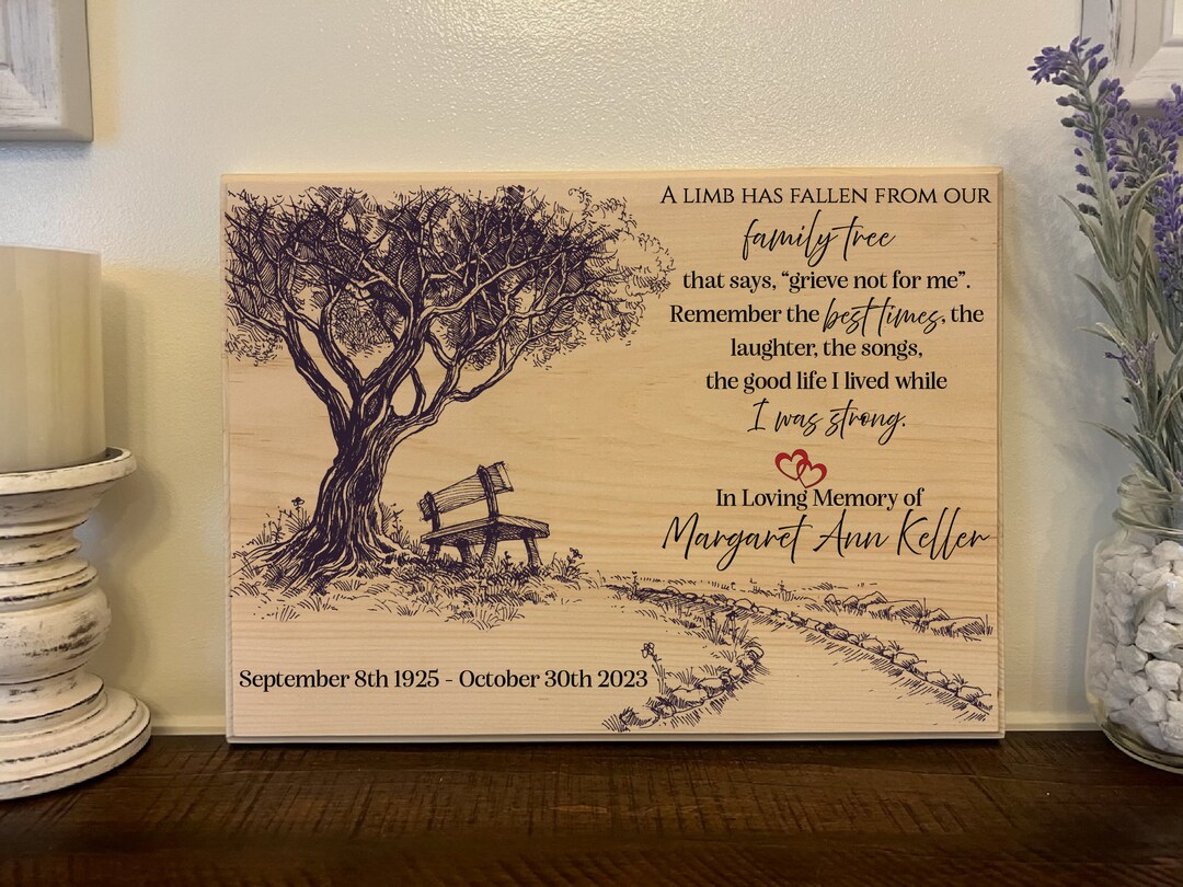 Wood Memorial Plaque 12x9 Family Loss Memorial A Limb - Etsy