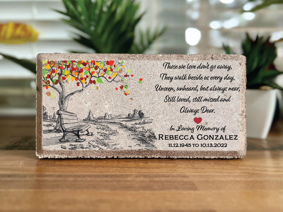 Memorial Stone - Colorful Tree and Bench - Memorial Paver Gift - Family ...