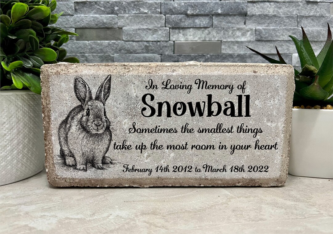 Rabbit Memorial Stone. Personalized 8x4 Stone Brick. Burial - Etsy