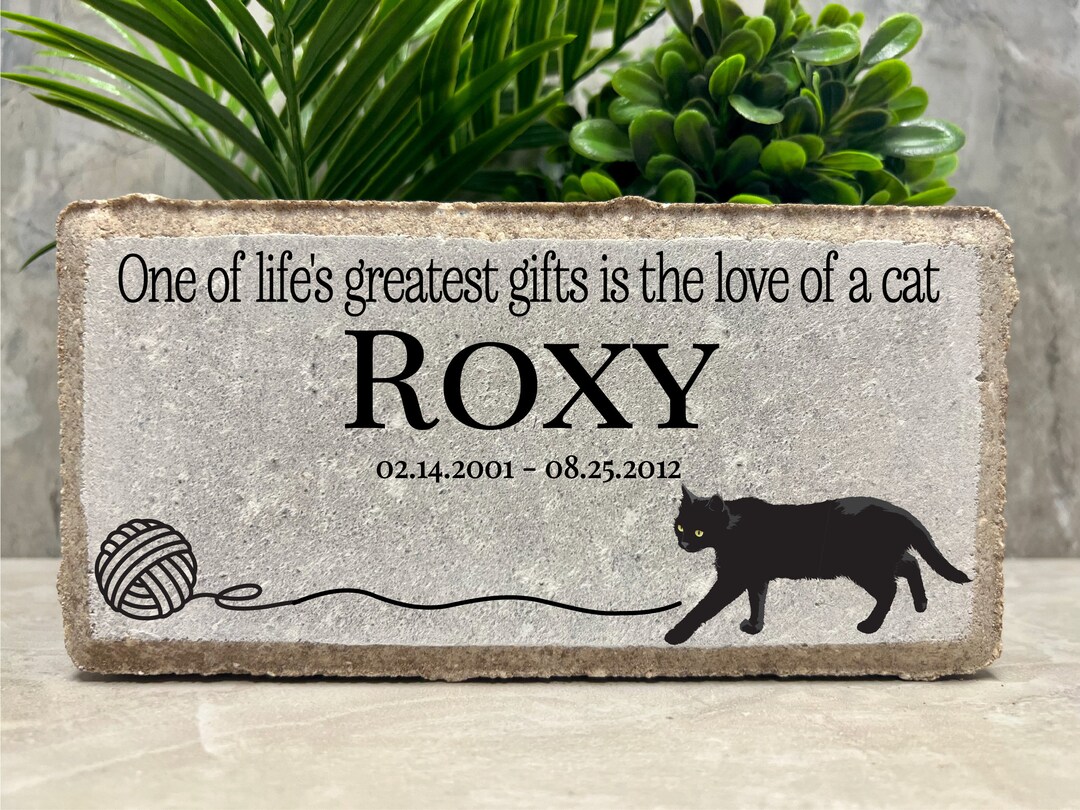 Personalized Cat Memorial Stone. 8x4 Stone Brick. Burial Marker. Indoor ...
