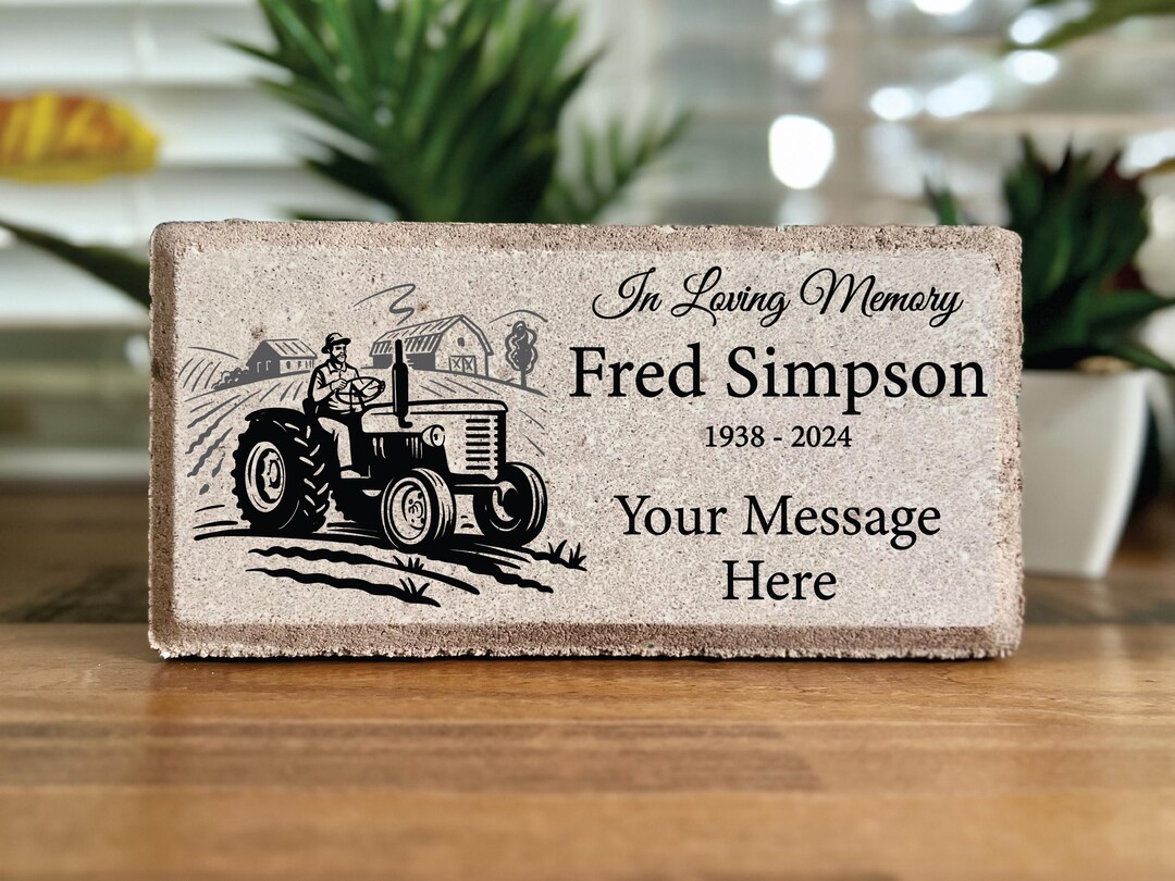 8x4 Custom Farmer Tractor Memorial Stone Gift - Personalized Family ...
