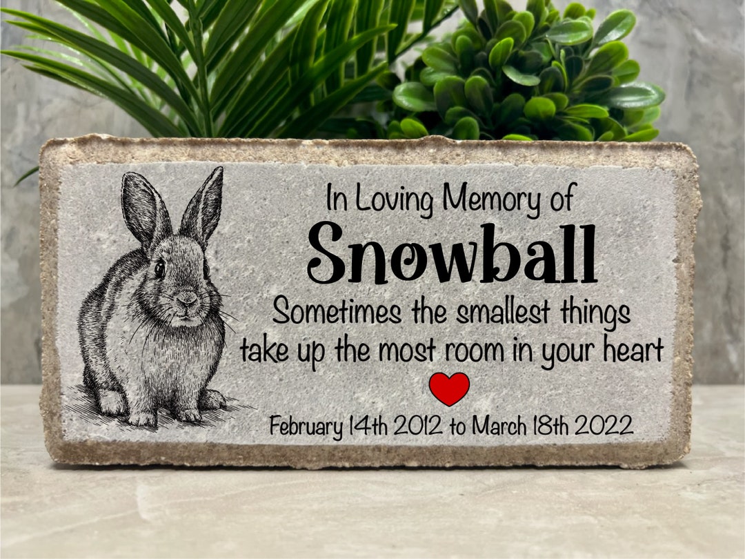 Rabbit Memorial Stone. Personalized 8x4 Stone Brick. Burial Marker ...