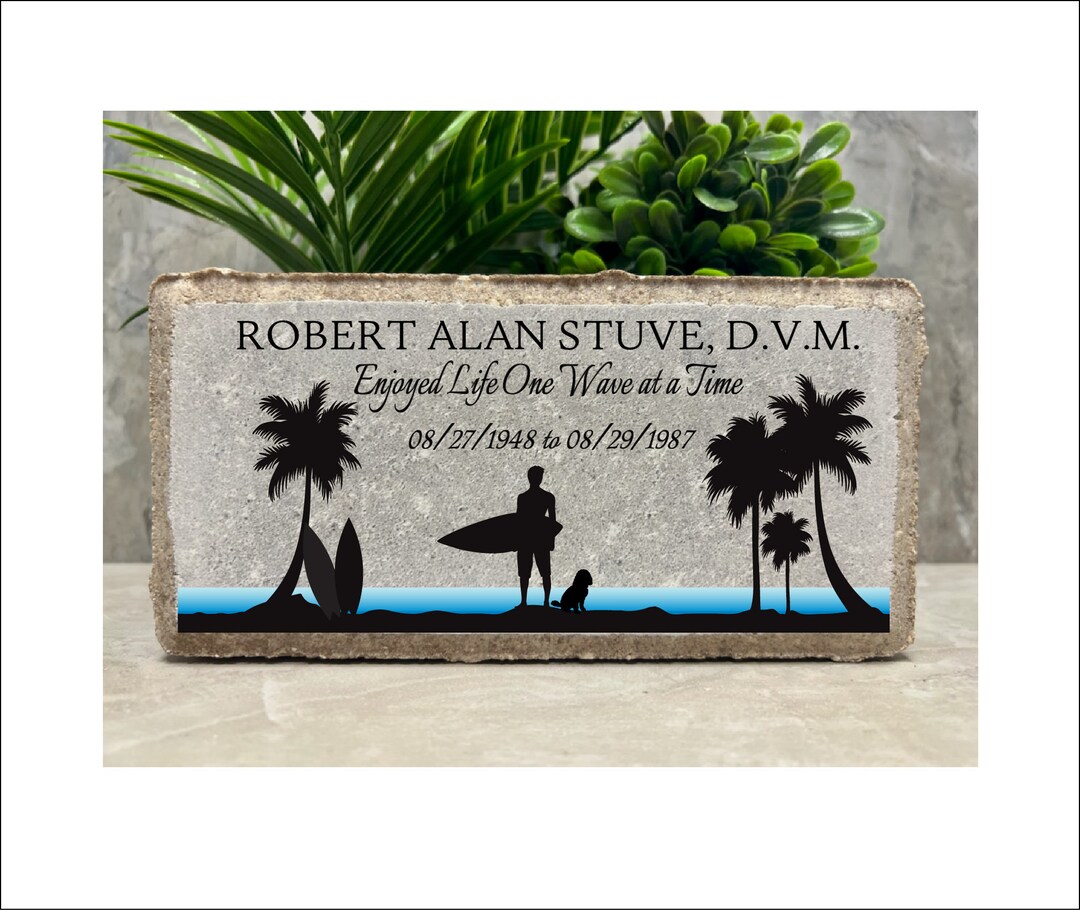 Surfer Memorial Stone - Ocean Memorials Gift - Surfing Waves ...