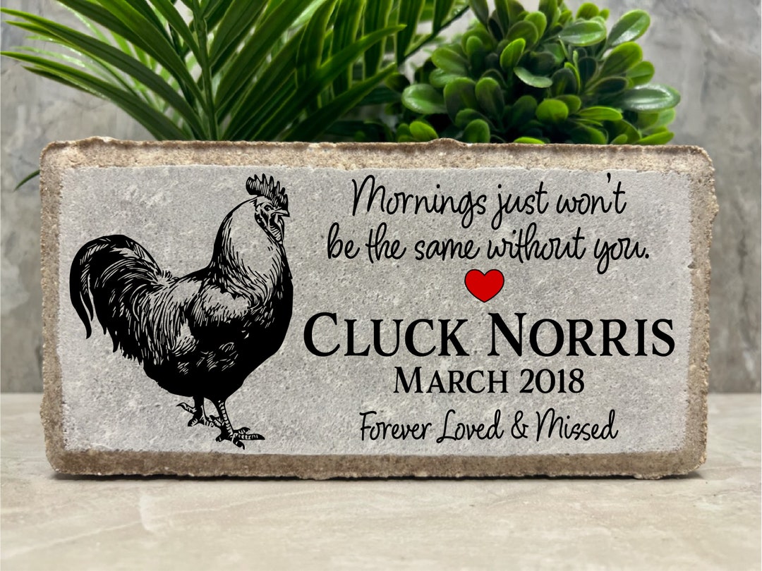 Memorial Stone. Hen. Rooster. 4x8 Personalized Burial Marker Brick ...