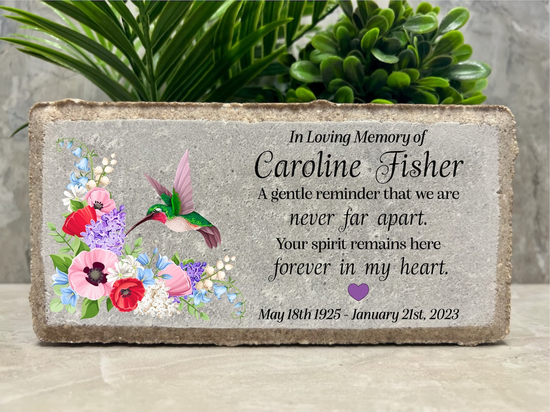 Personalized Memorial Stone: Hummingbird Concrete Burial Marker - Etsy