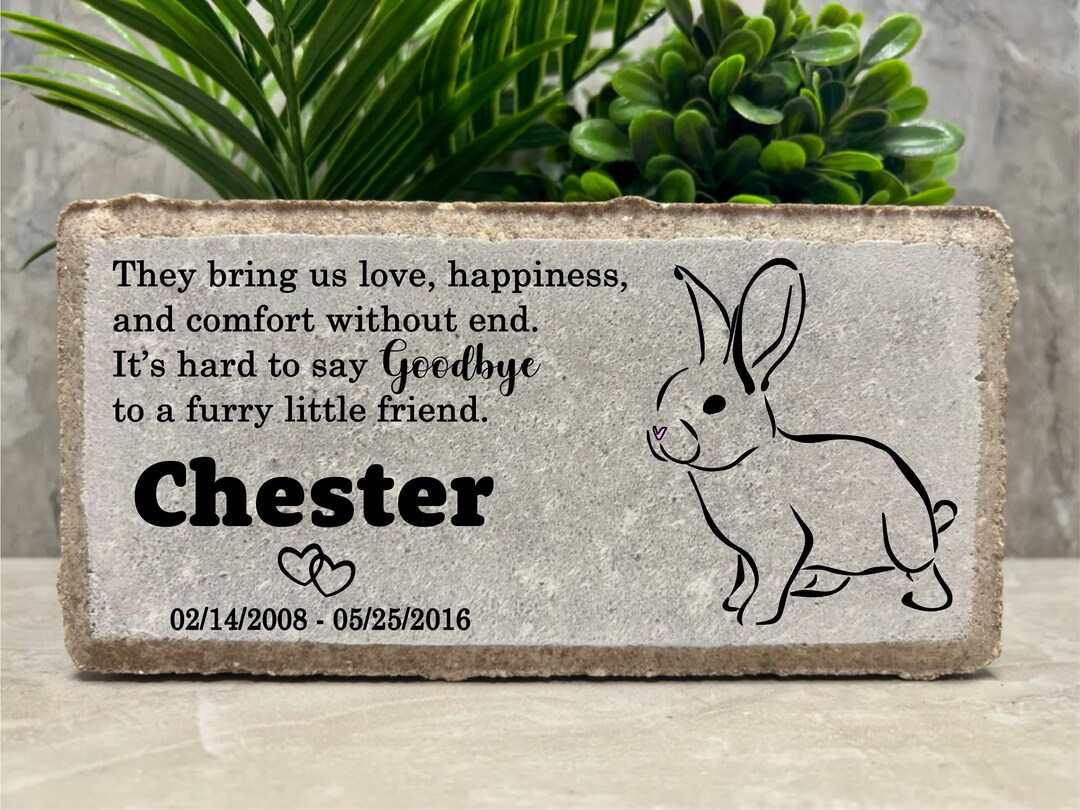Rabbit Memorial Stone. Personalized 8x4 Stone Brick. Burial Marker ...