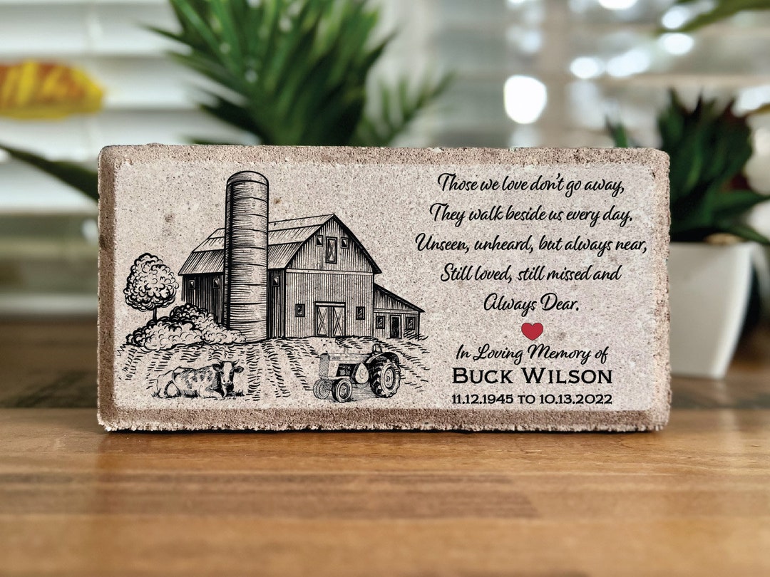 Memorial Gift Stone. Family Loss. Farm. Tractor. Barn. Farmer. Family ...