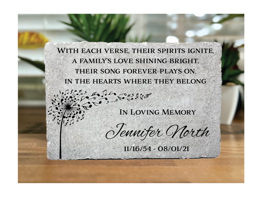 6x9 Memorial Stone. Dandelion Music Notes Remembrance Indoor or Outdoor ...