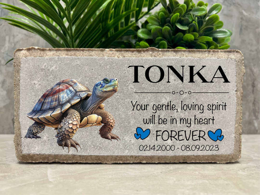 Personalized Turtle Pet Memorial Stone: Concrete Burial Marker (4x8) - Etsy