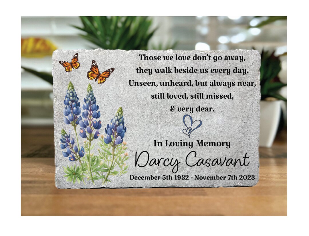 Personalized Memorial Stone: Bluebonnets Remembrance Garden Stone (9x6 ...