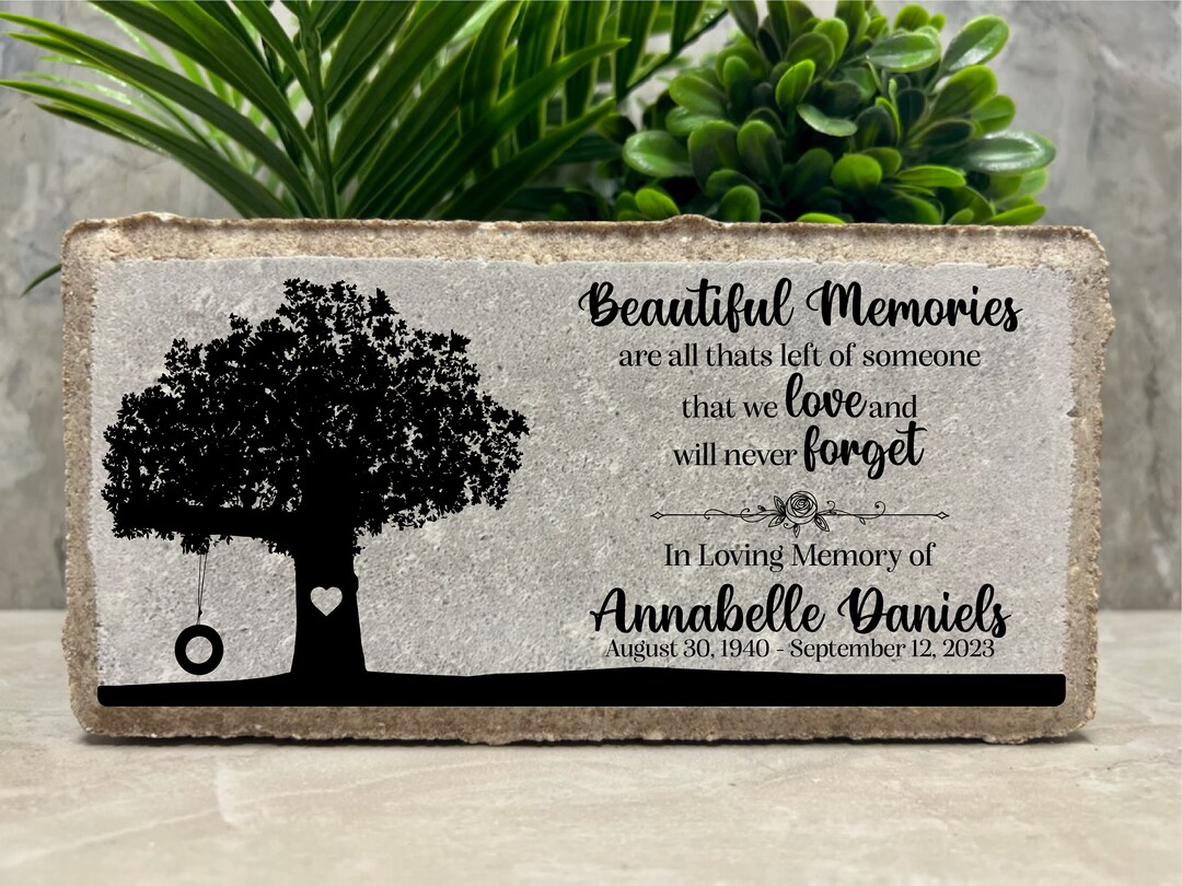 Personalized Memorial Stone: Tree & Tire Swing Concrete Brick (4x8) - Etsy
