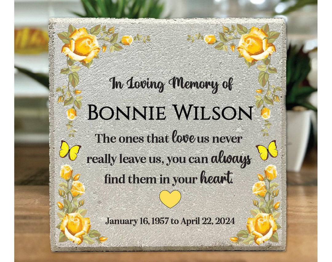 Personalized Memorial Stone: Yellow Rose Remembrance Paver (12x12) - Etsy