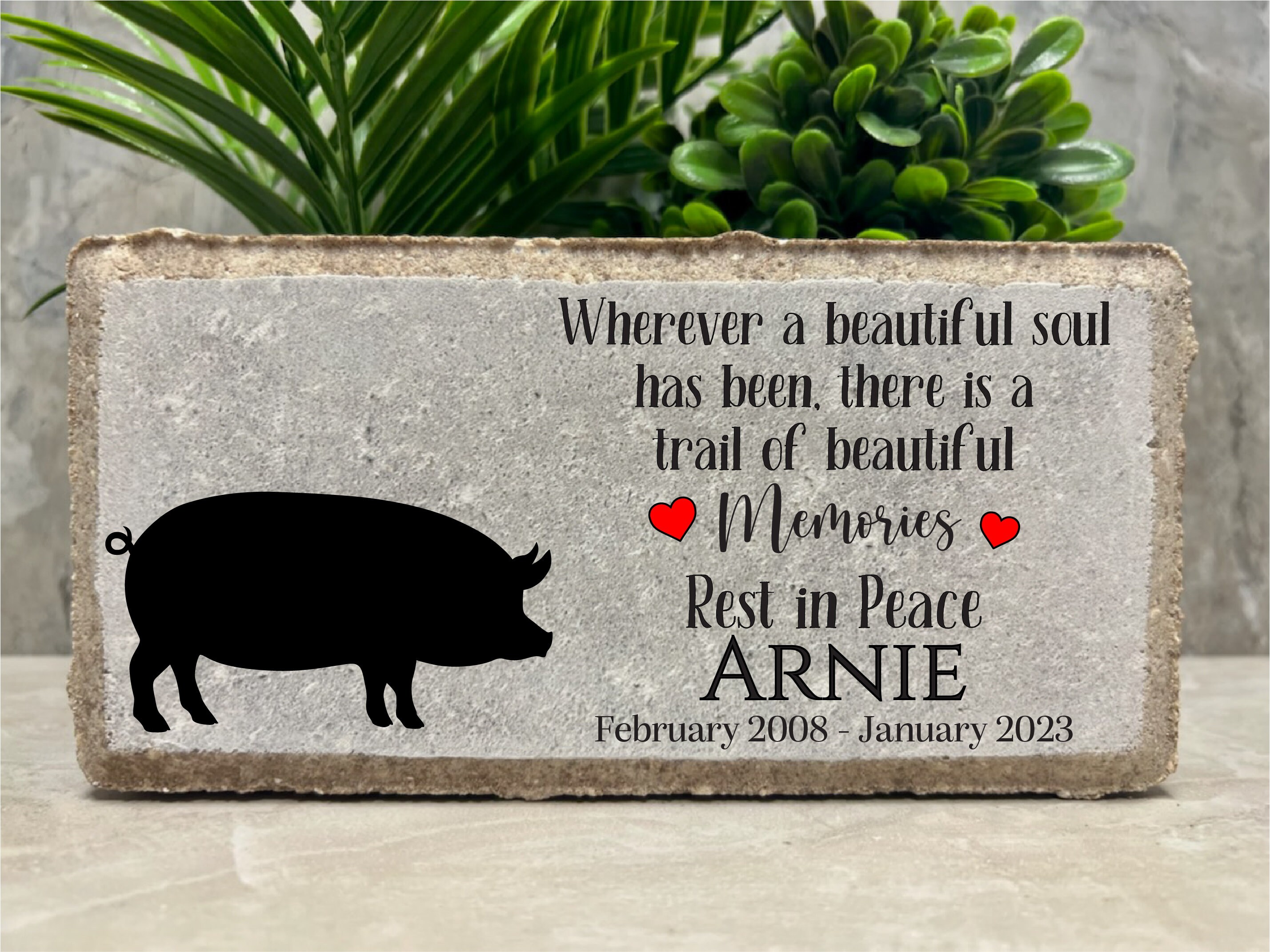 Memorial Stone. Pig. Piglet. Hog. Personalized 8x4 Brick. Burial Marker ...
