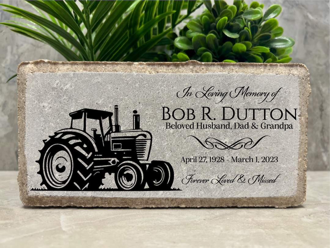 Family Loss Memorial Stone. Tractor. Farmer. Husband. Dad. Grandpa ...