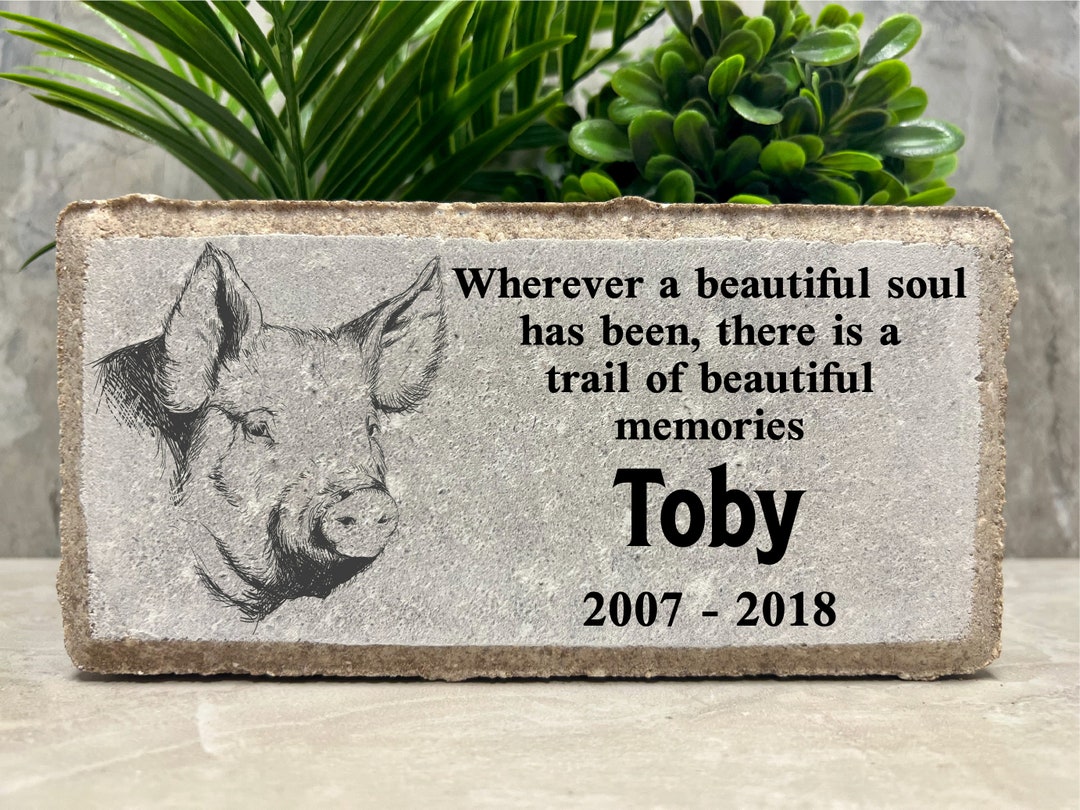 Pet Pig, Boar Loss Memorial. 8x4 PERSONALIZED Burial Marker, Tumbled ...