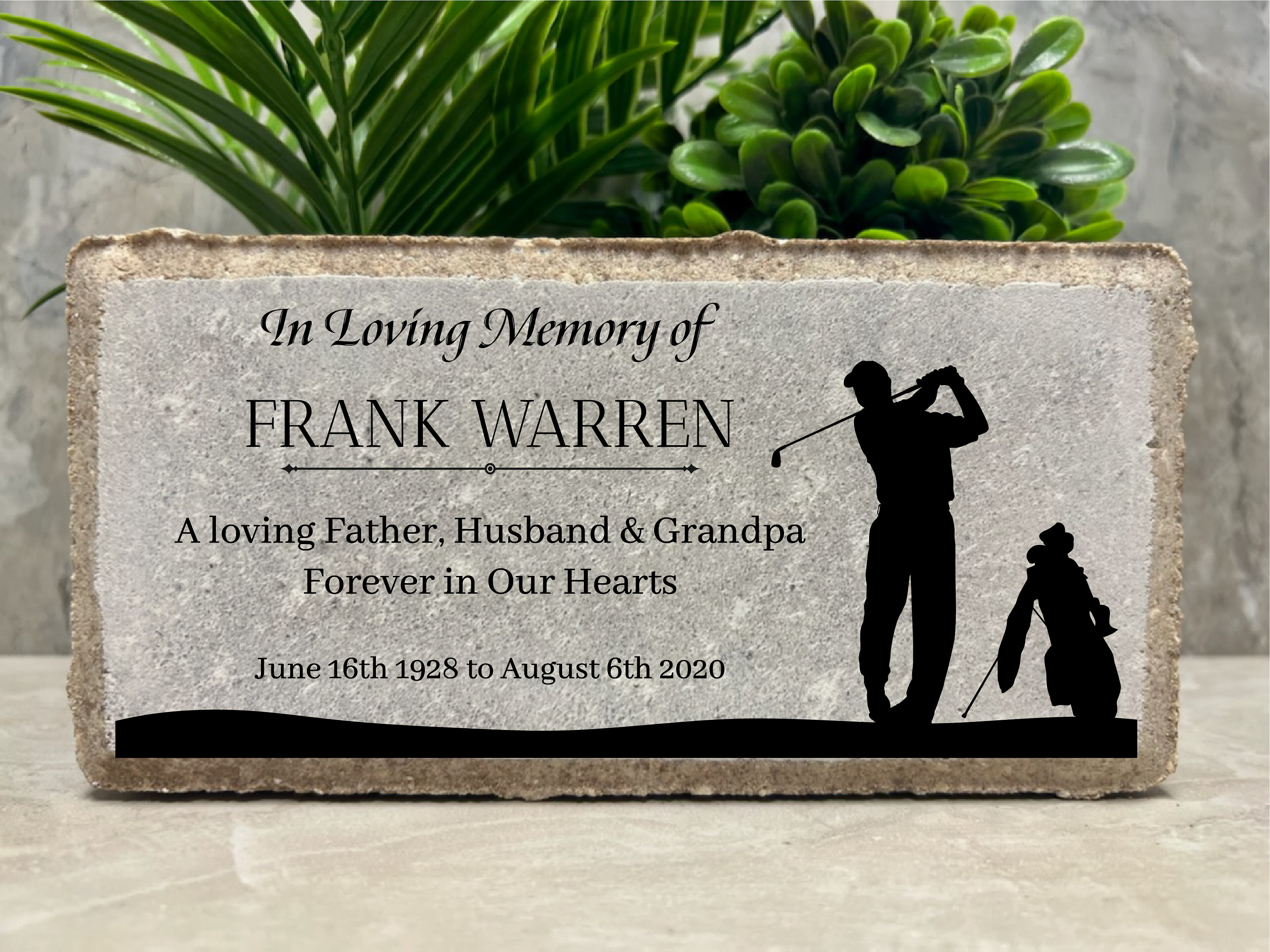 Personalized Golf Memorial Stone: Loss of Husband, Dad, Golfer - 4x8 ...