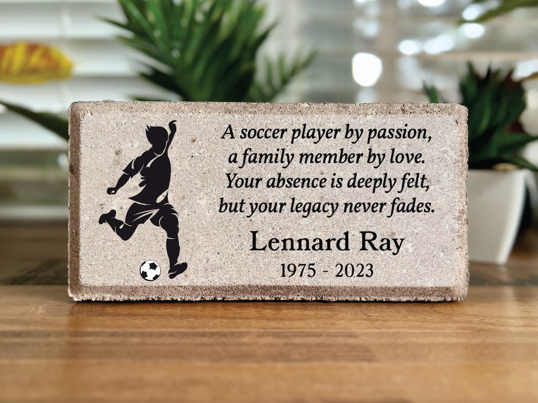 Soccer Player Memorial Gift Stone. Family Loss. Sports Memorial ...