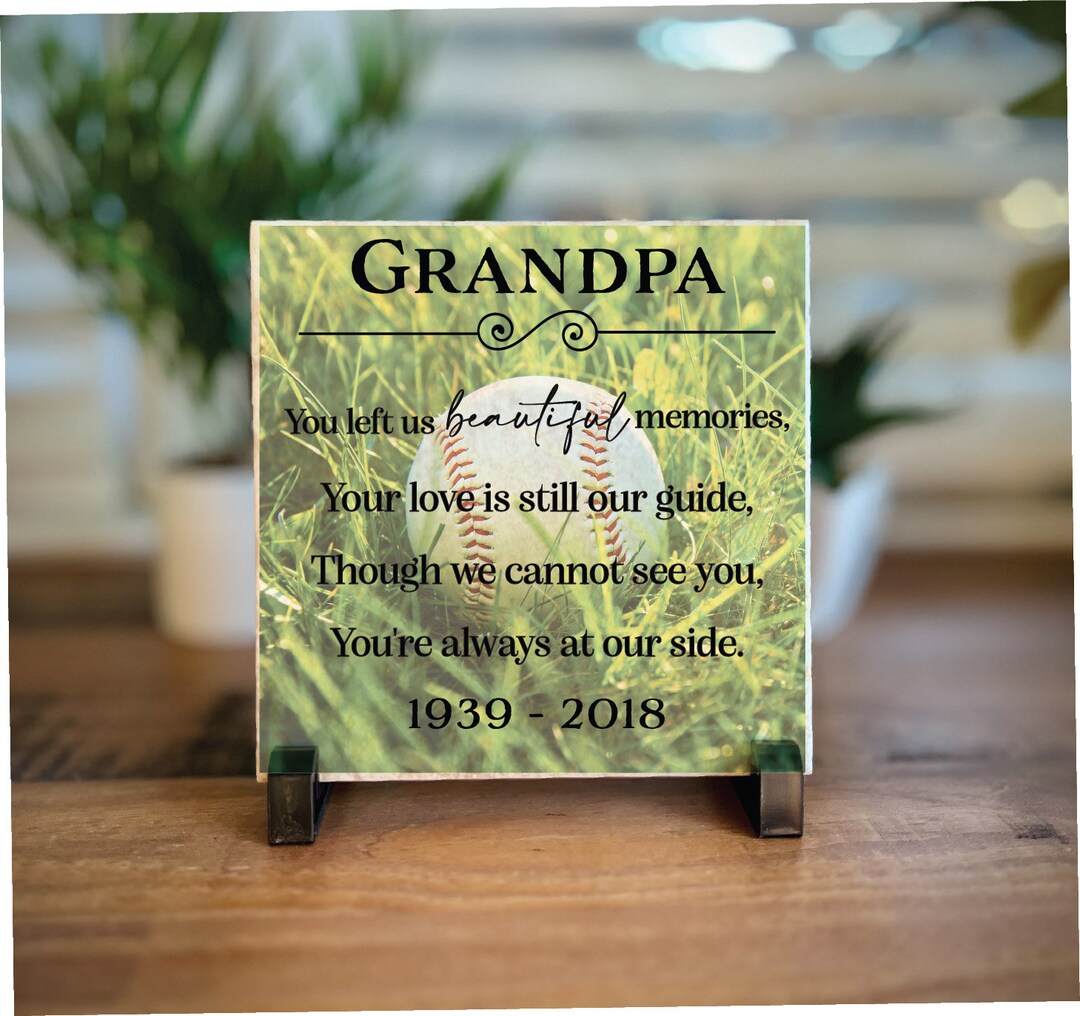 Personalized Memorial Tile Stone Gift - Remembrance Keepsake Baseball ...