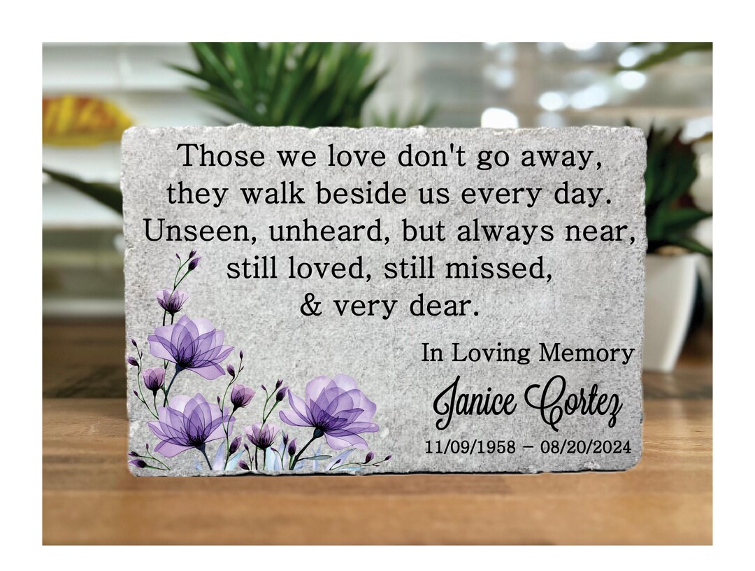 6x9 Memorial Stone. Purple Roses Remembrance Indoor or Outdoor Stone ...