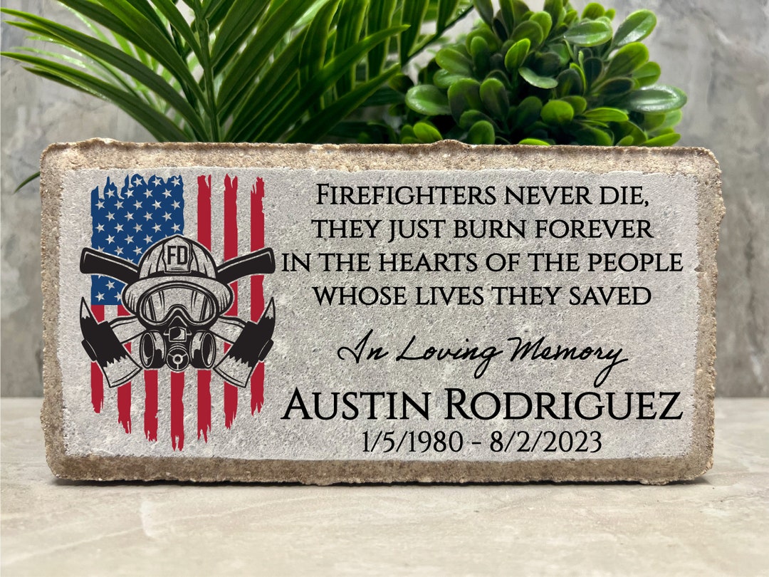 Family Loss Memorial. Fireman Memorial Stone. 8x4 PERSONALIZED - Etsy