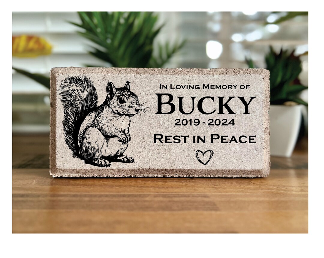 Memorial Stone. Squirrel Memorial. Personalized 8x4 Stone Brick. Pet ...