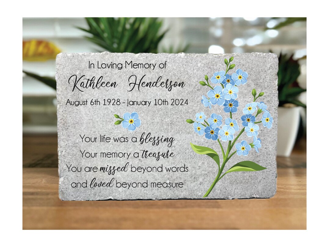 Personalized Memorial Stone: Forget-me-nots Concrete Paver, Sympathy ...