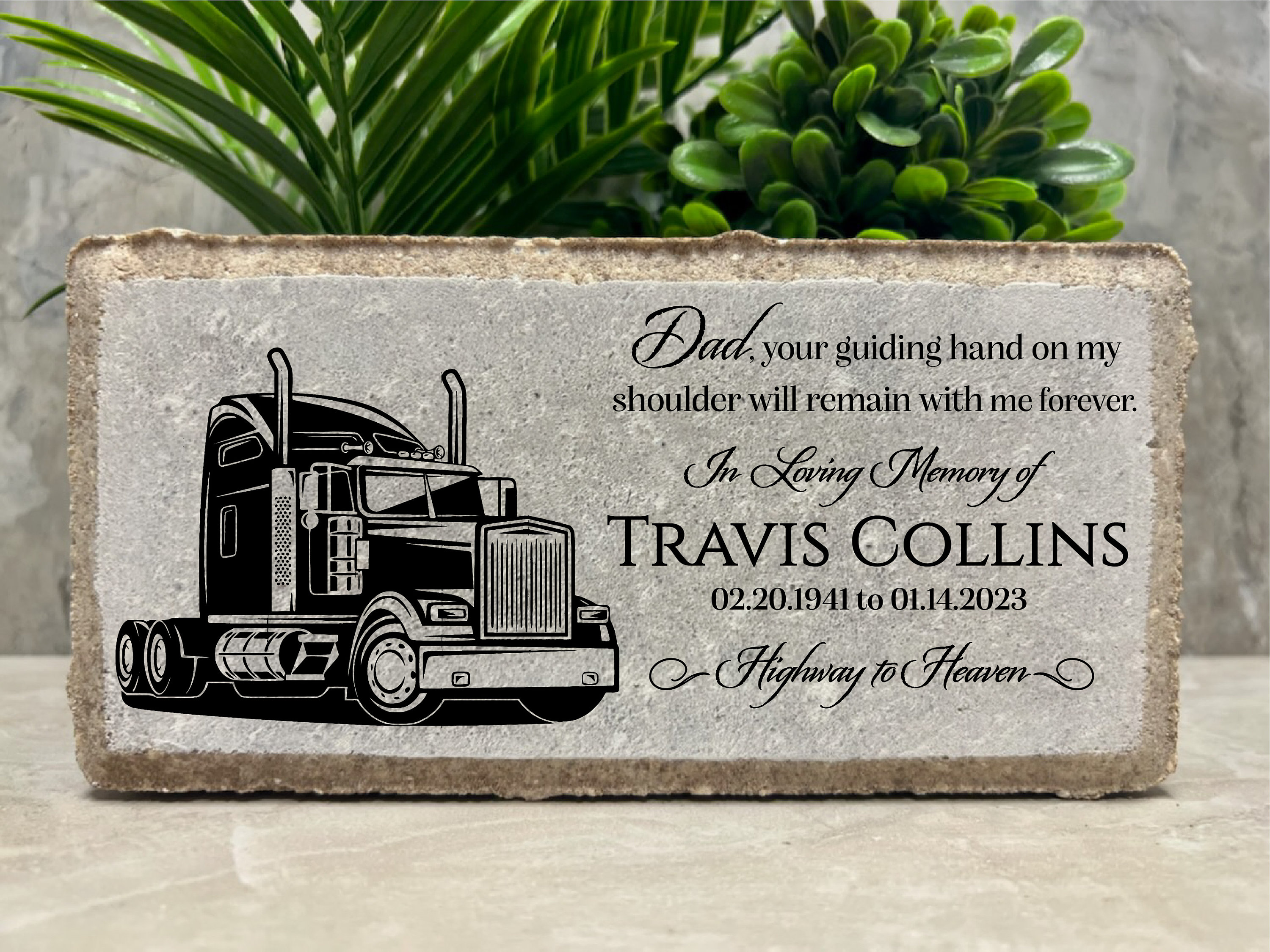 Personalized Trucker Memorial Stone - Family Loss Sympathy Gift - Etsy
