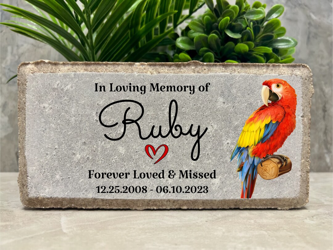Personalized Parrot Memorial Stone: Engraved Pet Bird Grave Marker - Etsy