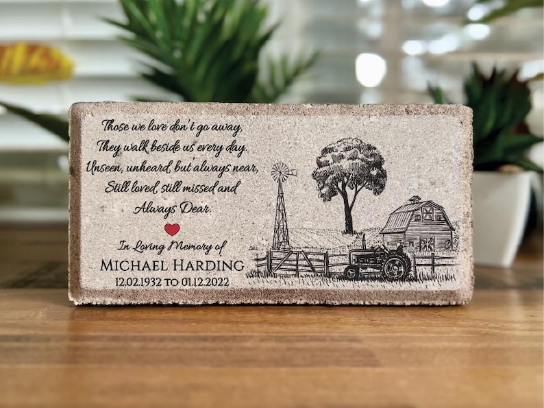 Personalized Memorial Stone: Farm Tractor, Barn, Family Loss Sympathy ...