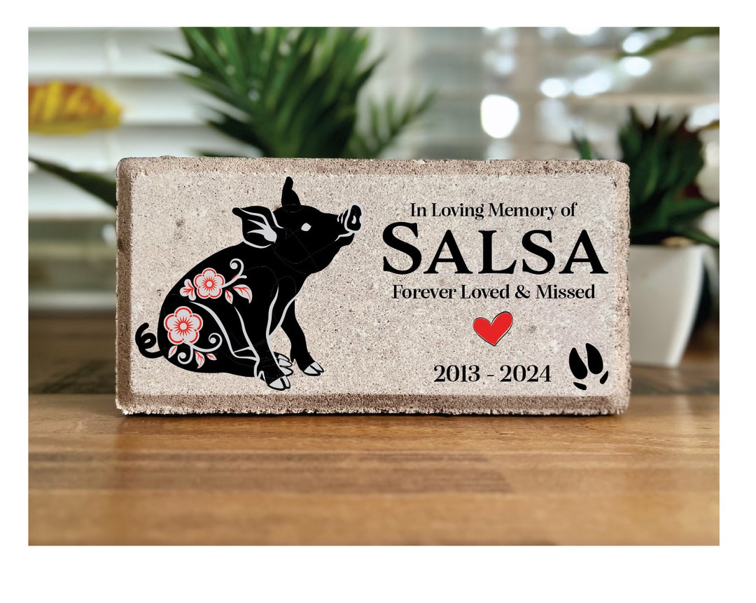 Memorial Stone. Pig. Piglet. Hog. Pet Loss. Personalized 8x4 Brick ...