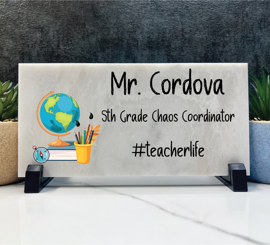 Desk Name Plate - Personalized Marble Name Sign - Custom Desktop Stone ...