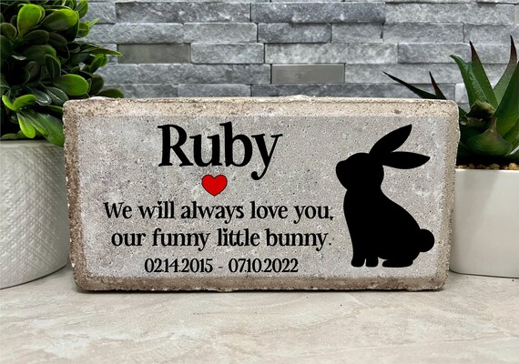 Rabbit Memorial Stone. Personalized 8x4 Stone Brick. Burial - Etsy