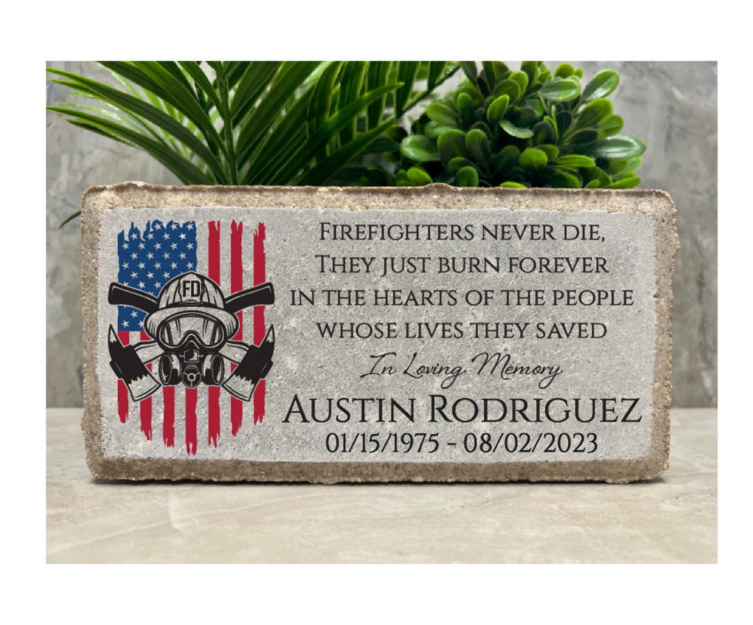 Family Loss Memorial. Fireman Memorial Stone. 8x4 PERSONALIZED Burial ...