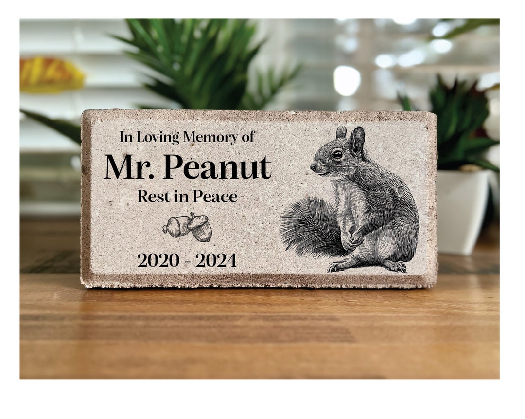Memorial Stone. Squirrel Memorial. Personalized 8x4 Stone Brick. Pet ...