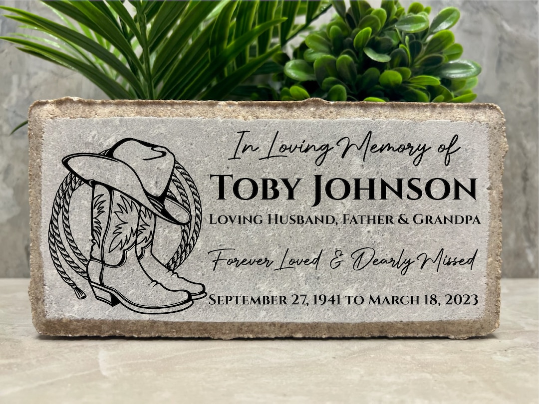 Personalized Cowboy Memorial Stone: Family Loss Sympathy Gift - Etsy