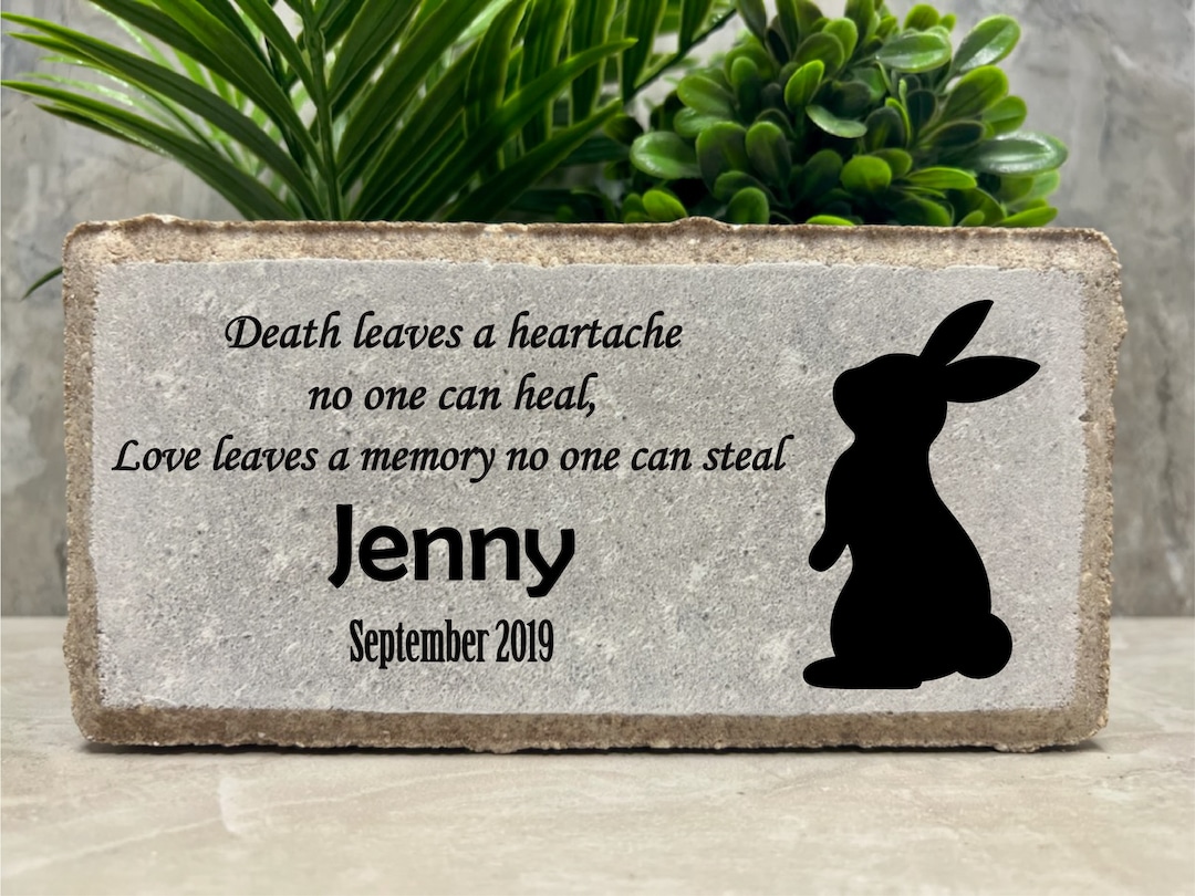 Rabbit Memorial Stone. Personalized 8x4 Stone Brick. Burial Marker ...