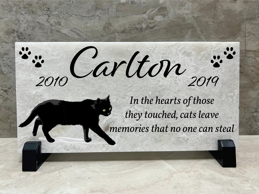Personalized Marble Cat Memorial, 8x4 Burial Marker, Kitten Memorial ...