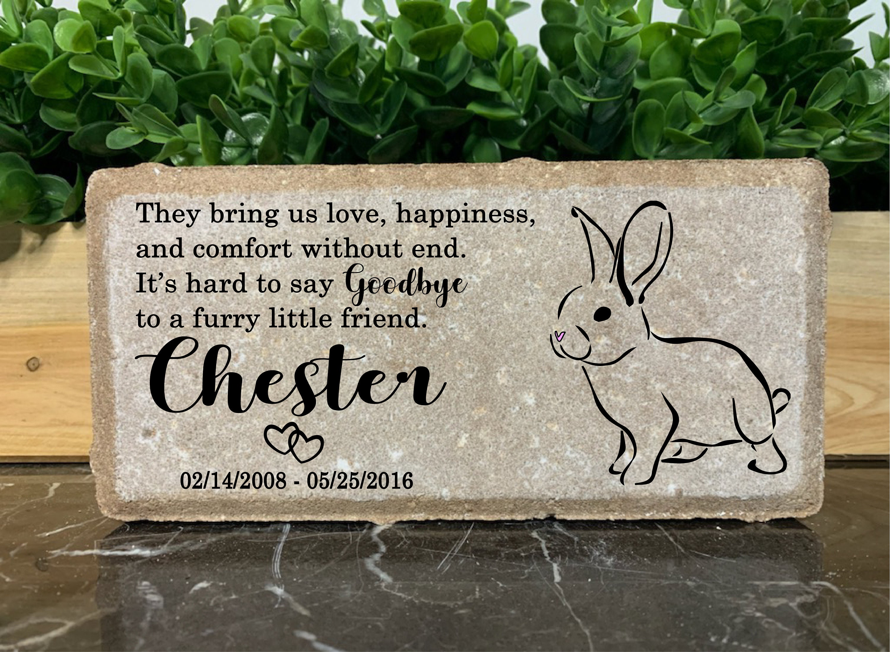 Rabbit Memorial Stone. Personalized 8x4 Stone Brick. Burial | Etsy