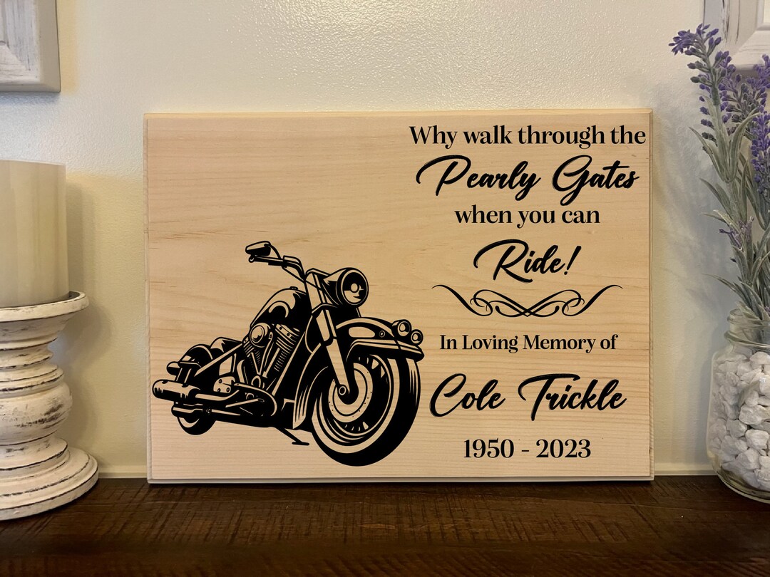 Family Loss Memorial Gift. Motorcycle. Personalized 12x9 Wood Tribute ...