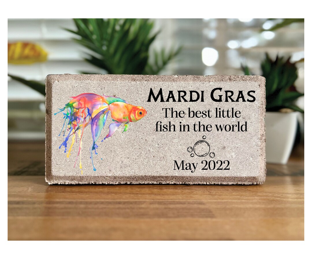 Memorial Stone. Pet Goldfish. Goldie. Personalized Fish Memorial. 4x8 ...