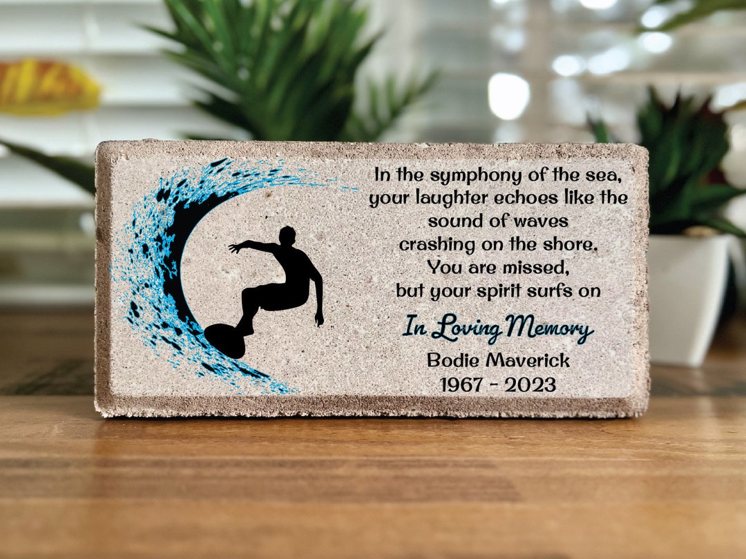 Surfer Memorial Stone - Ocean Memorials Gift - Surfing Waves ...
