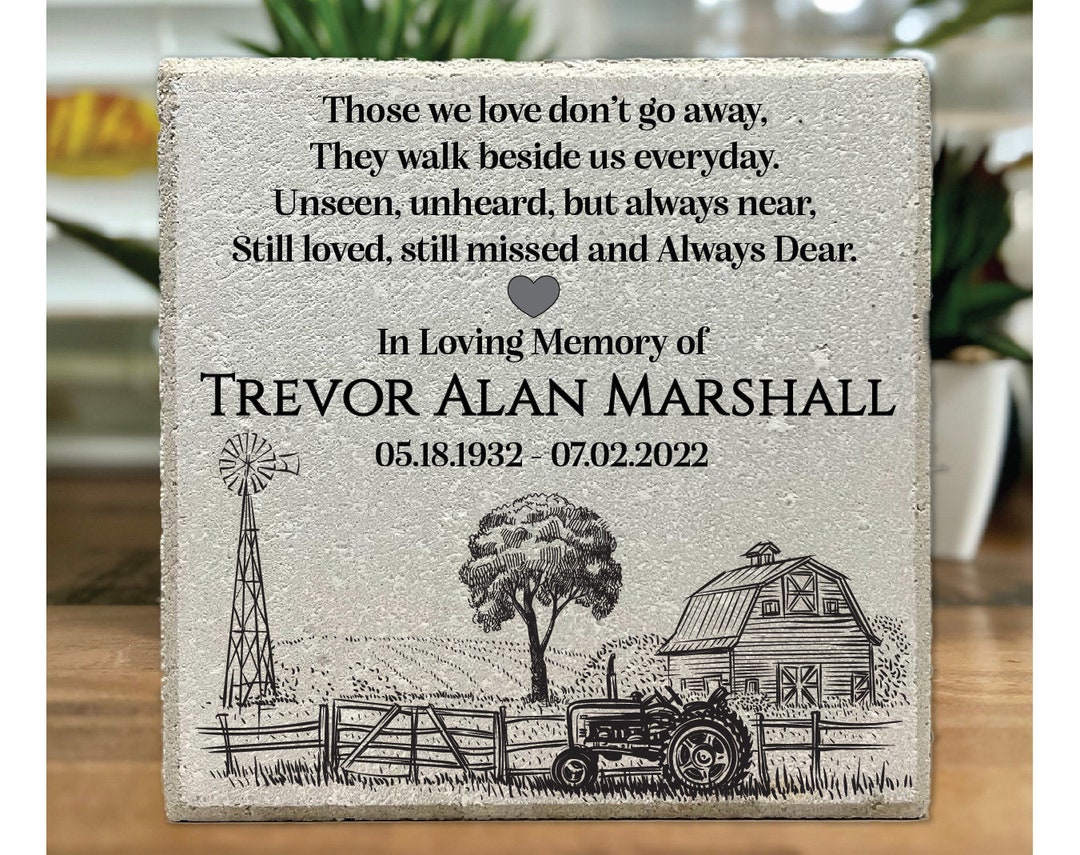Personalized Farm Memorial Stone: Tractor, Barn, Garden Paver (12x12 ...
