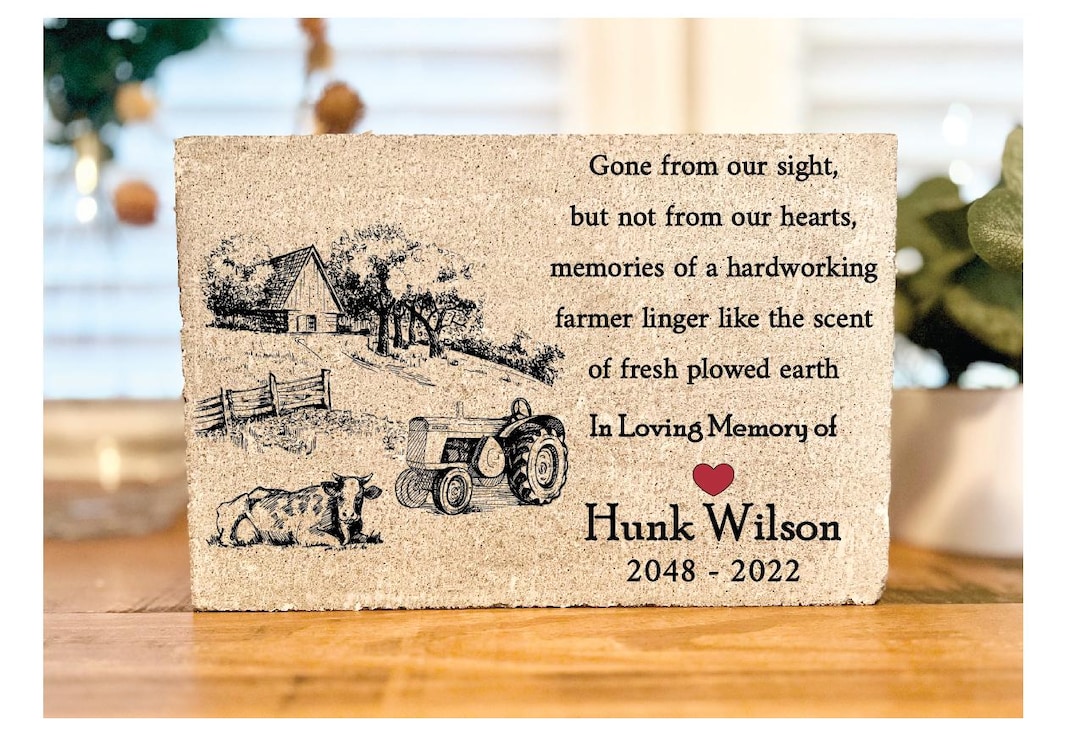 Personalized Farm Memorial Stone: Custom Tractor Grave Marker, Sympathy ...