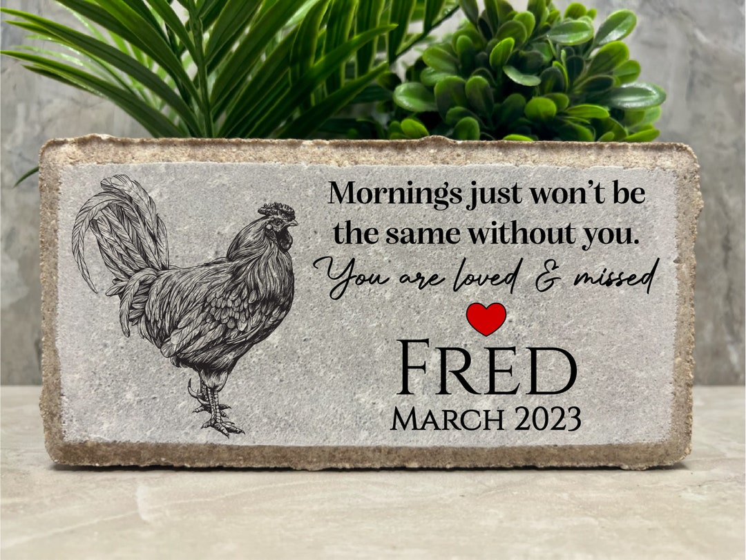 Memorial Stone. Pet Loss Memorial. Rooster. 8x4 PERSONALIZED Burial ...