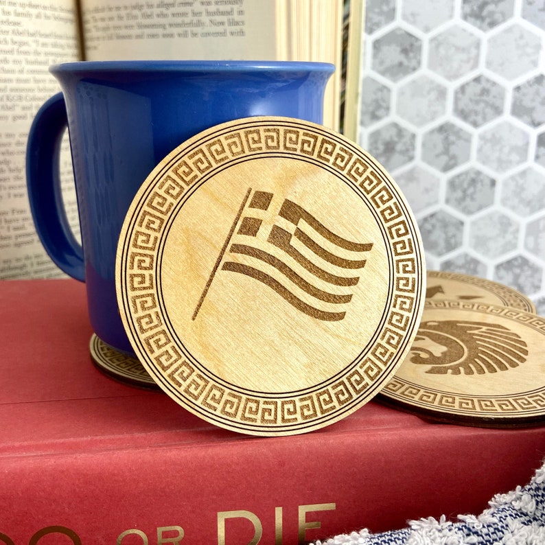 Greek Coaster, Hercules, Corinthian, Flag, Poseidon Trident - Etsy